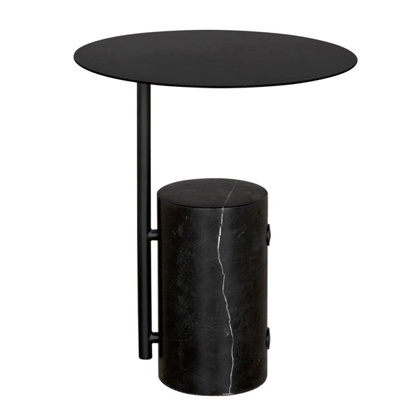 Noir Juma Side Table - Industrial Steel, Black Marble, 19.5" – Heaven's Gate Home